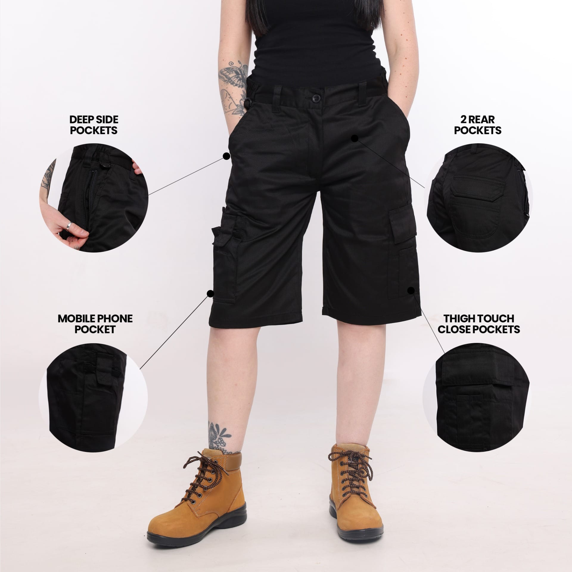 BKS Ladies Combat Cargo Work Shorts